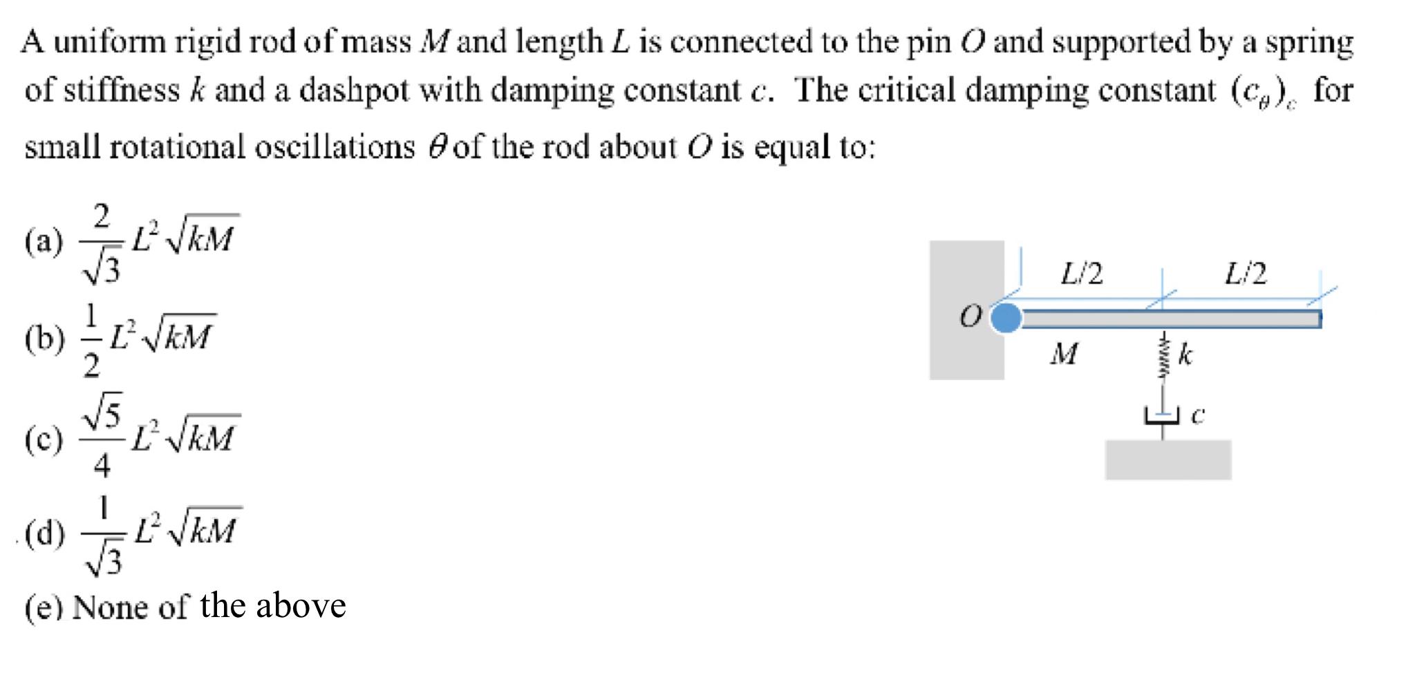 Solved A uniform rigid rod of mass M and length L is | Chegg.com