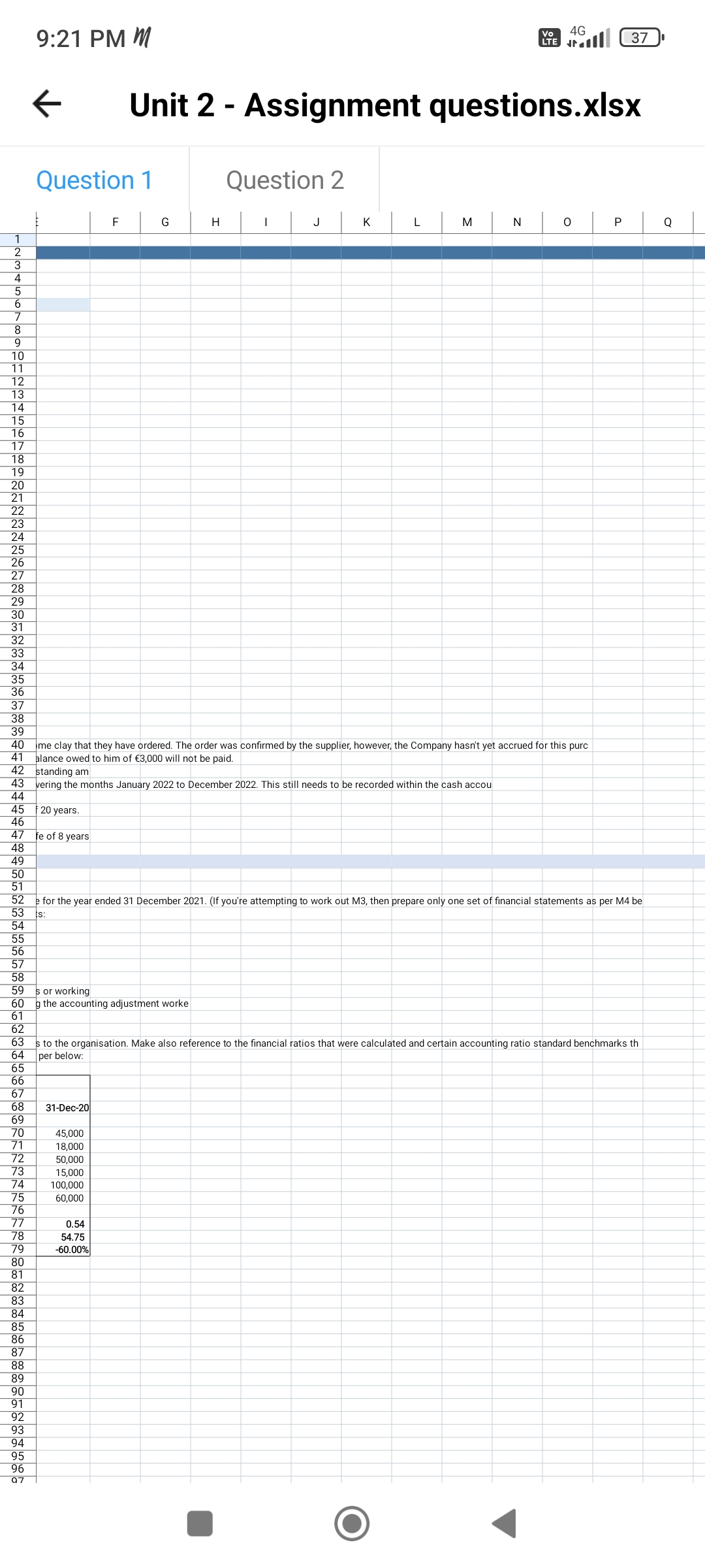 Solved 9:21 PM M ← Unit 2 - Assignment questions.xlsx | Chegg.com