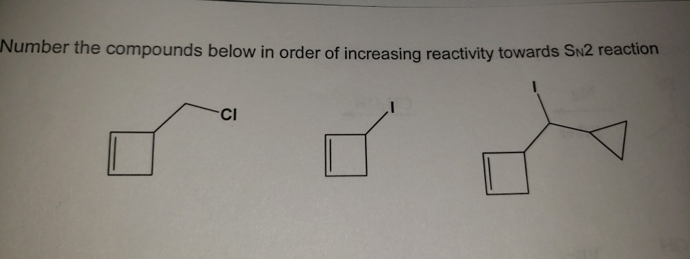 Solved Number the compounds below in order of increasing | Chegg.com