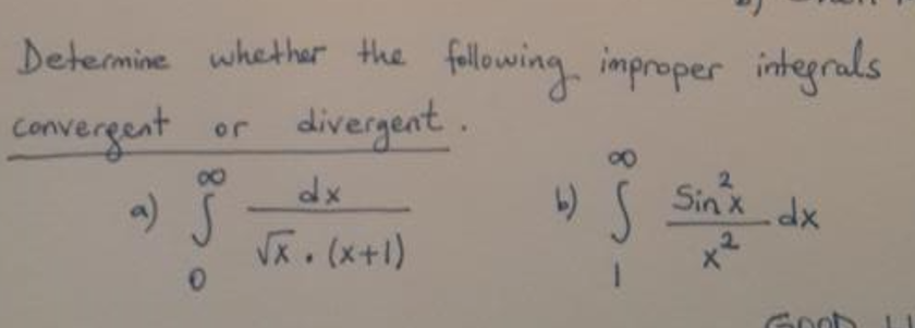 Solved Determine whether the following improper | Chegg.com