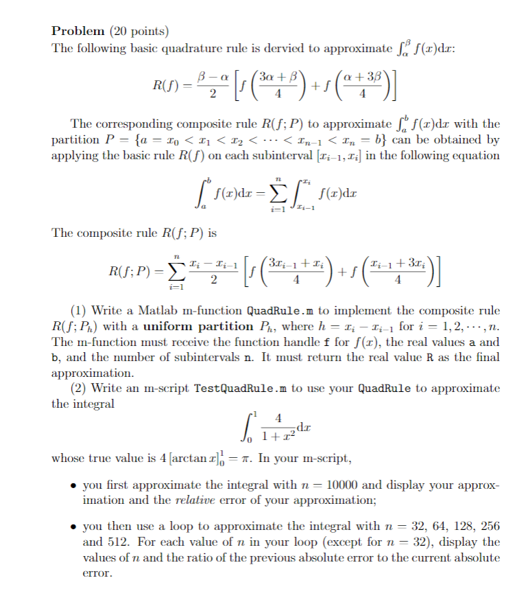 Solved Problem (20 points) The following basic quadrature | Chegg.com