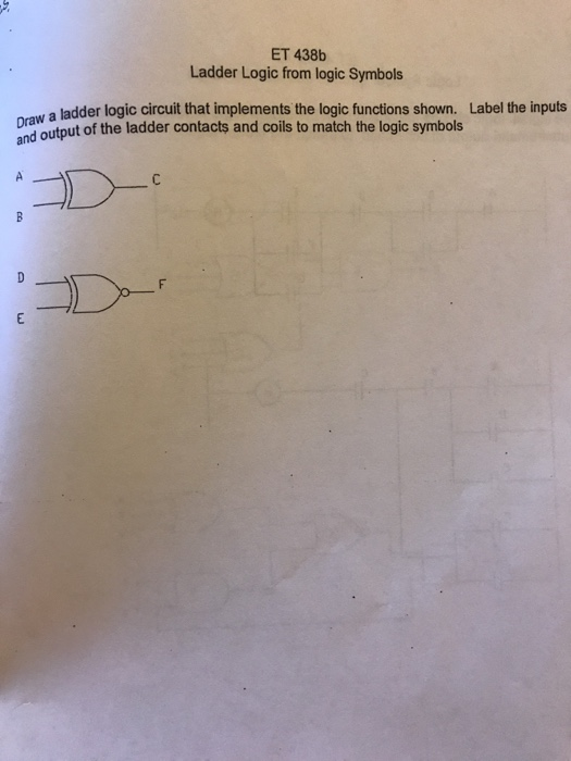 Solved ET 438b Ladder Logic from logic Symbols w a ladder | Chegg.com
