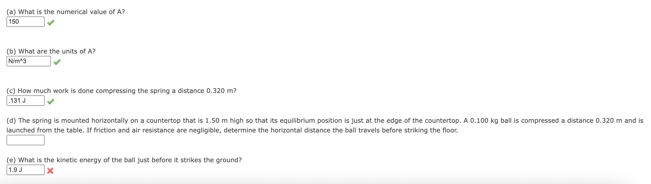 Solved Consider a nonlinear spring whose force vs position | Chegg.com