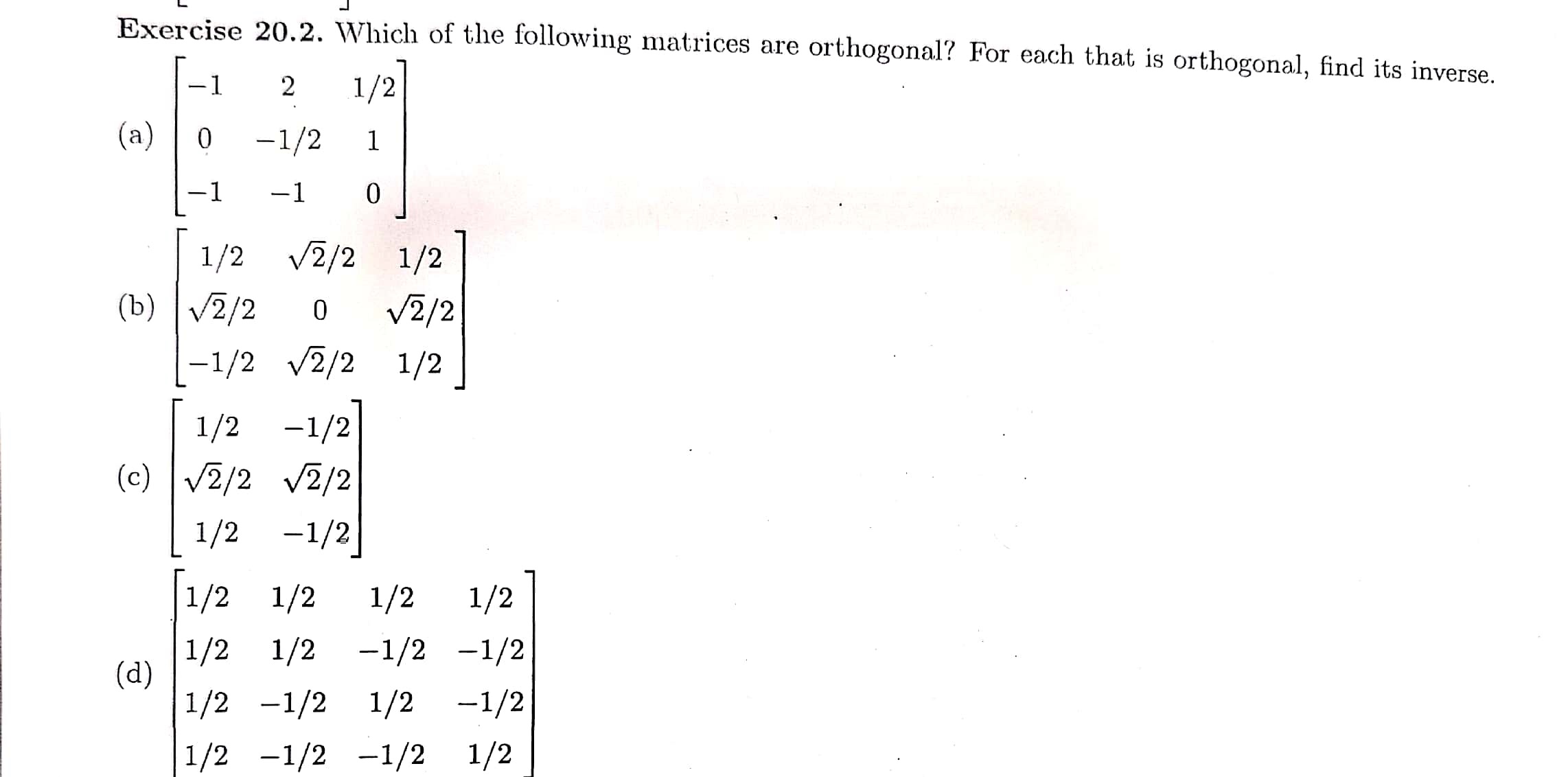 Solved Exercise 20.2. Which of the following matrices are | Chegg.com