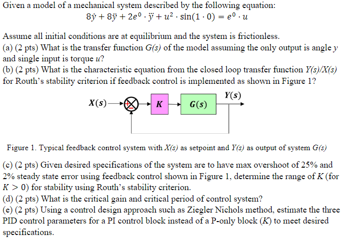 Solved Given a model of a mechanical system described by the | Chegg.com