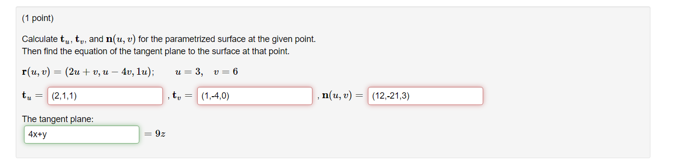Solved Calculate tu,tv, and n(u,v) for the parametrized | Chegg.com