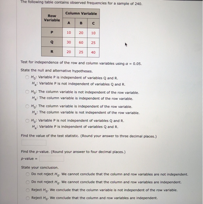 Solved The following table contains observed frequencies for | Chegg.com