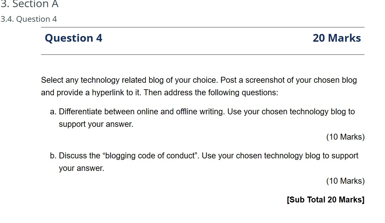 Solved Select any technology related blog of your choice. | Chegg.com