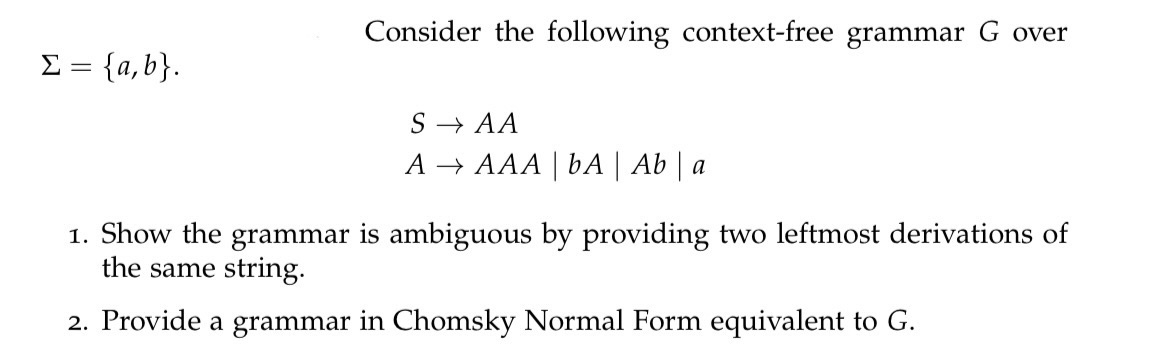 Solved Σ={a,b} Consider the following context-free grammar G | Chegg.com