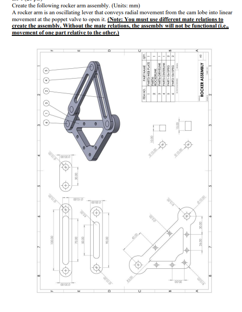 Create the following rocker arm assembly. (Units: mm) | Chegg.com