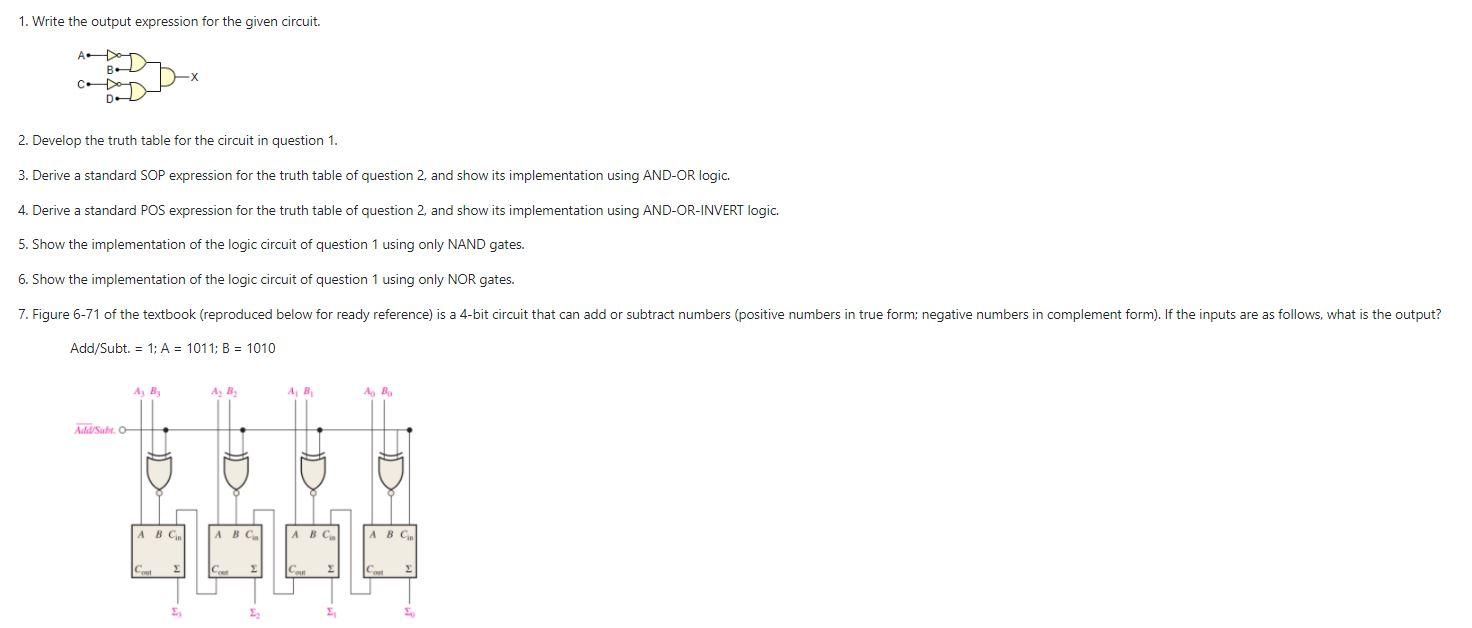 Solved 1. Write the output expression for the given circuit. | Chegg.com