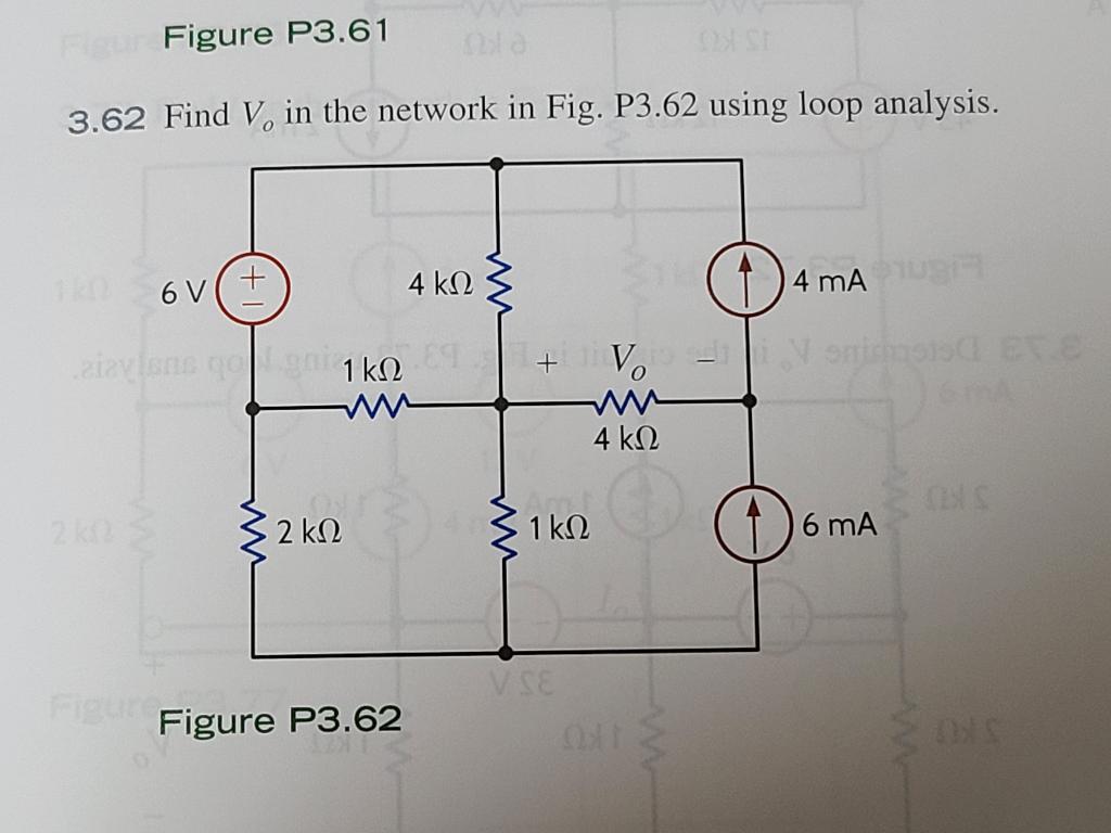 Solved Figure P3.61 3.62 Find V, in the network in Fig. | Chegg.com