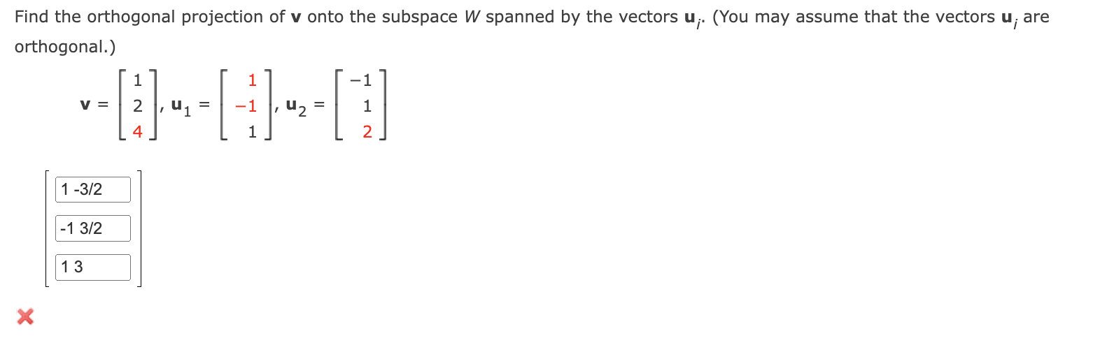 [Solved]: Find the orthogonal projection of ( mathbf{v}