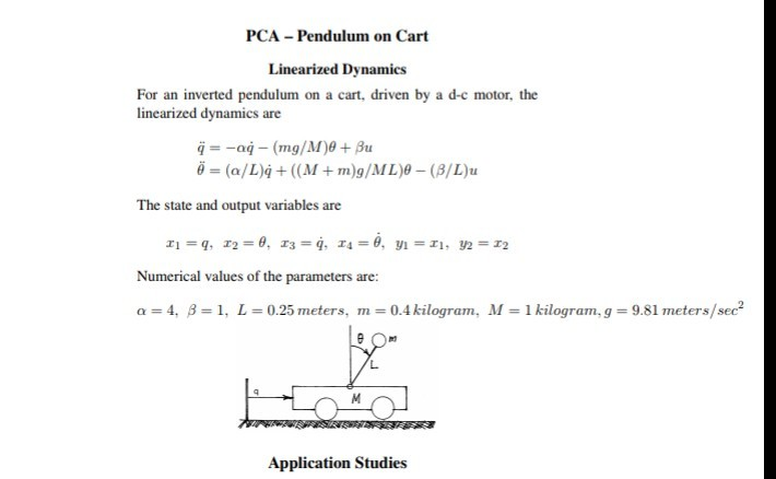 Solved PCA-Pendulum on Cart Linearized Dynamics For an | Chegg.com