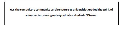 Has the compulsory community service course at | Chegg.com