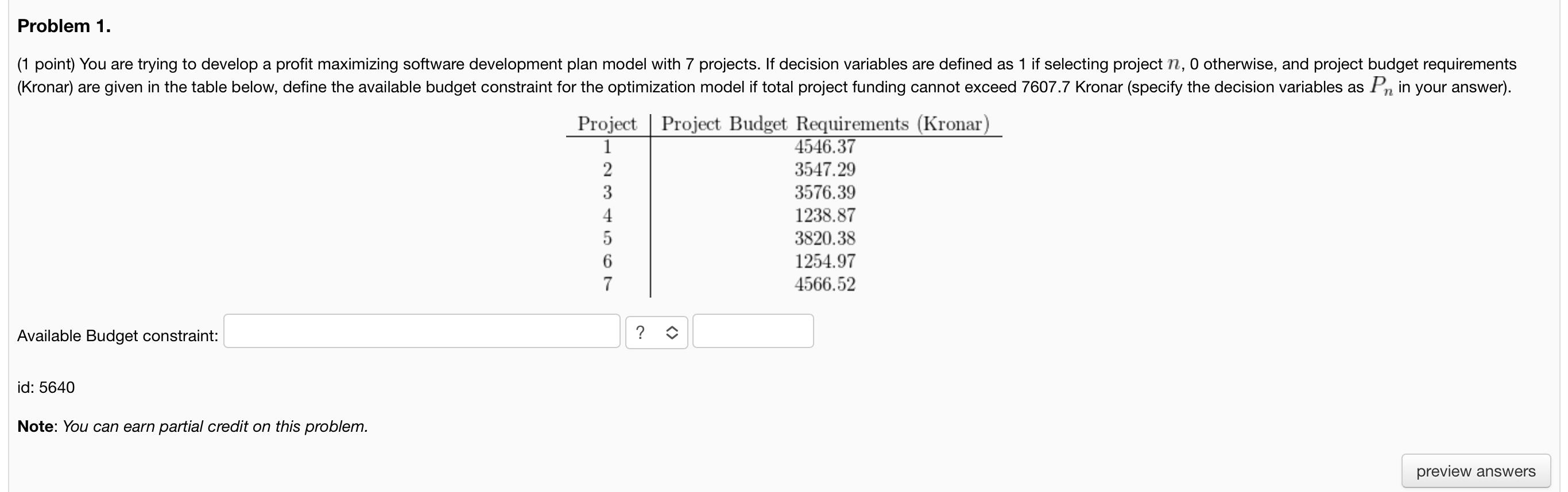 Solved Problem 1. (1 point) You are trying to develop a | Chegg.com