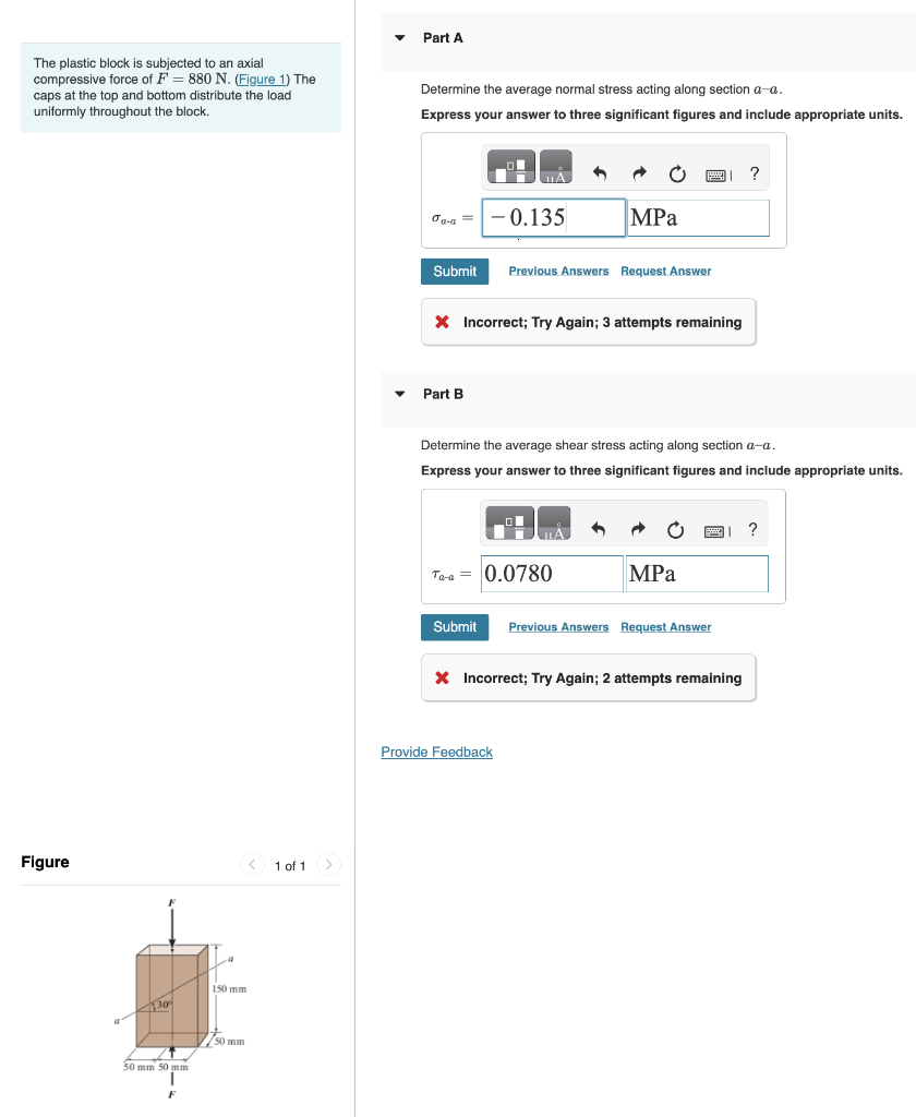 Solved The plastic block is subjected to an axial | Chegg.com