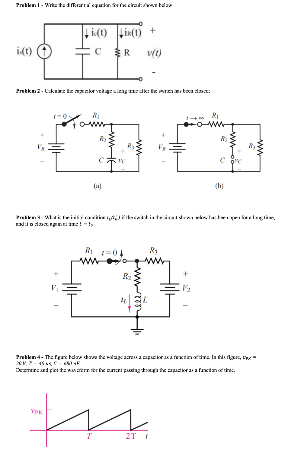 Solved Problem 1 - Write the differential equation for the | Chegg.com