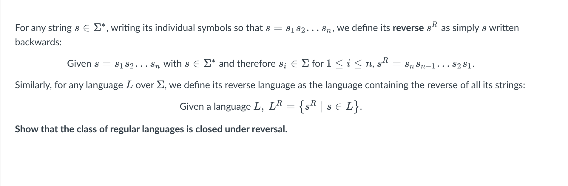 Solved For any string s∈Σ∗, writing its individual symbols | Chegg.com