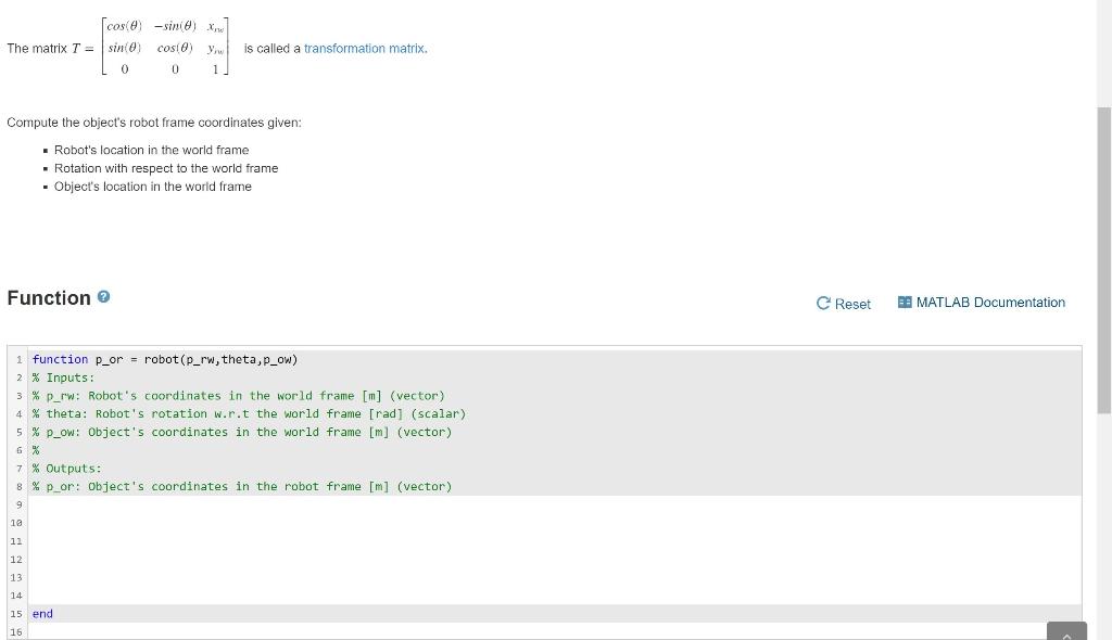 Solved Compute the object's robot frame coordinates given: | Chegg.com