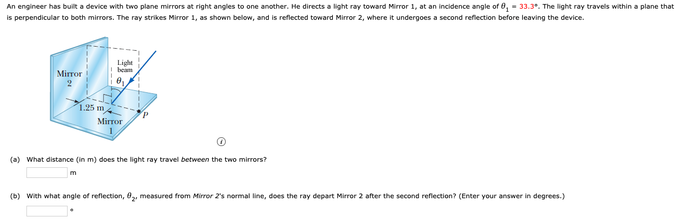 Solved An engineer has built a device with two plane mirrors | Chegg.com