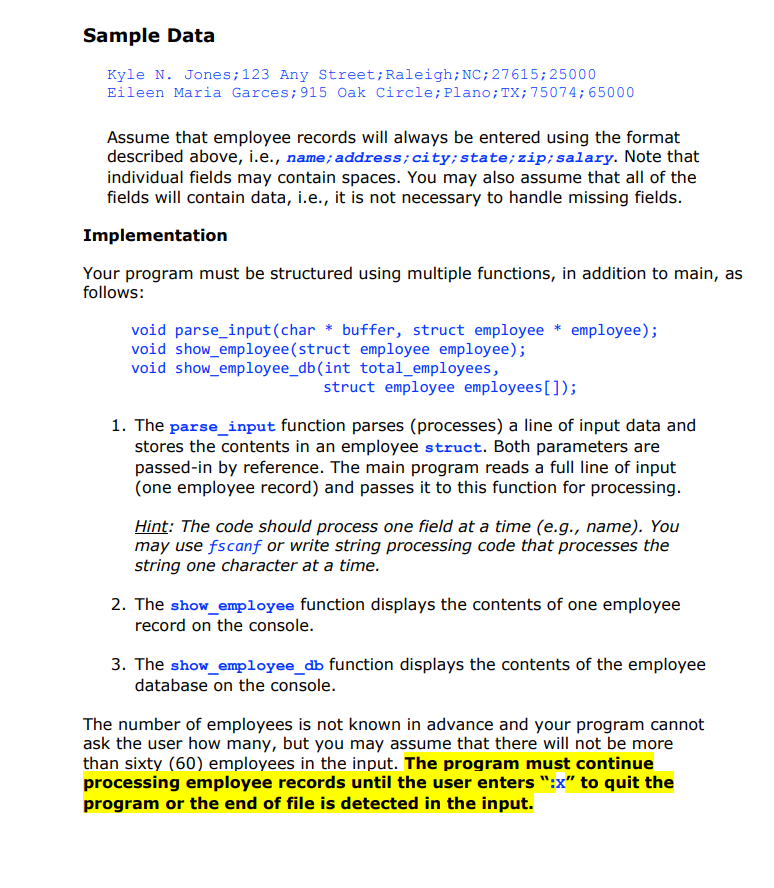 Solved Program 1: Employee Database (100 points) Write a | Chegg.com