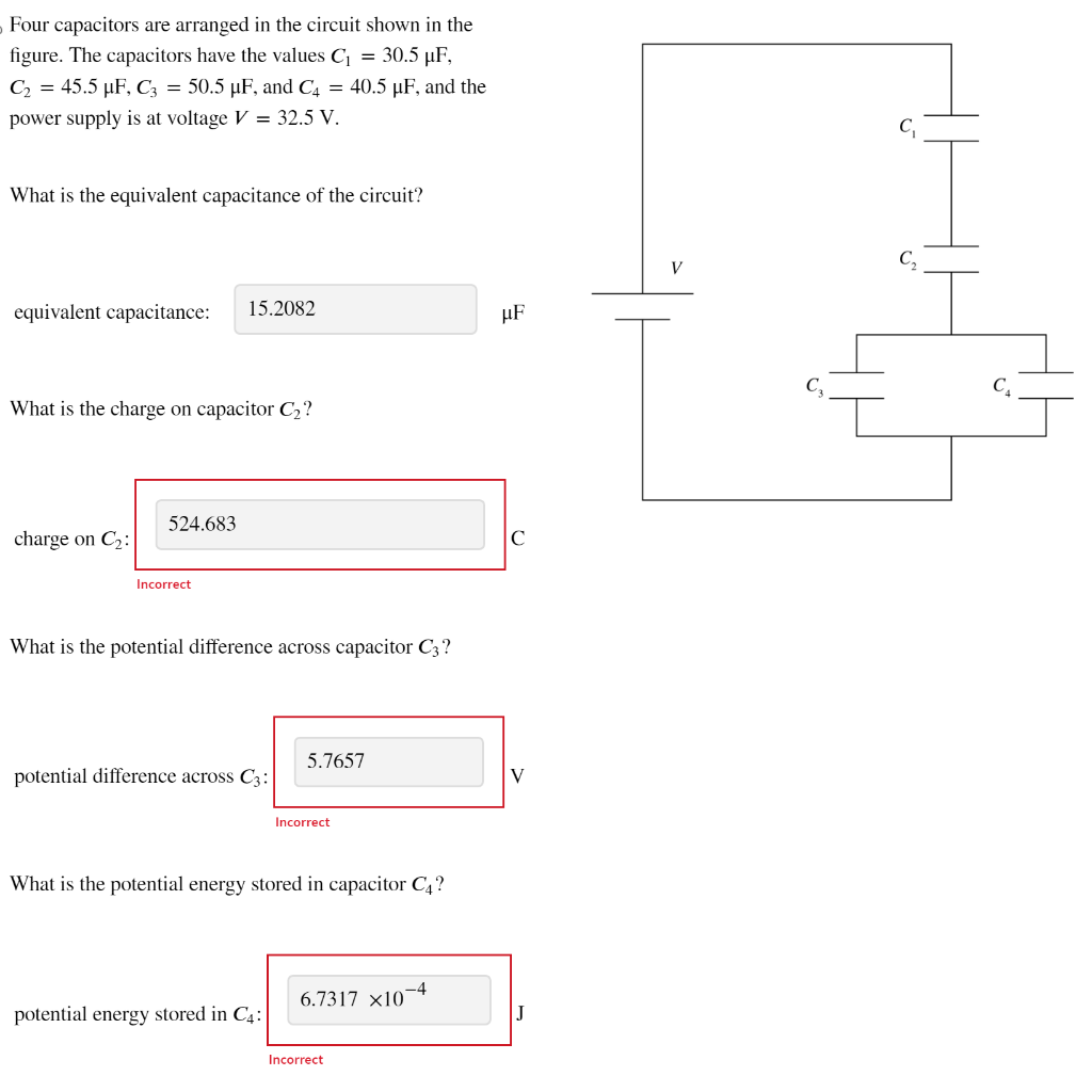 Solved Four capacitors are arranged in the circuit shown in | Chegg.com