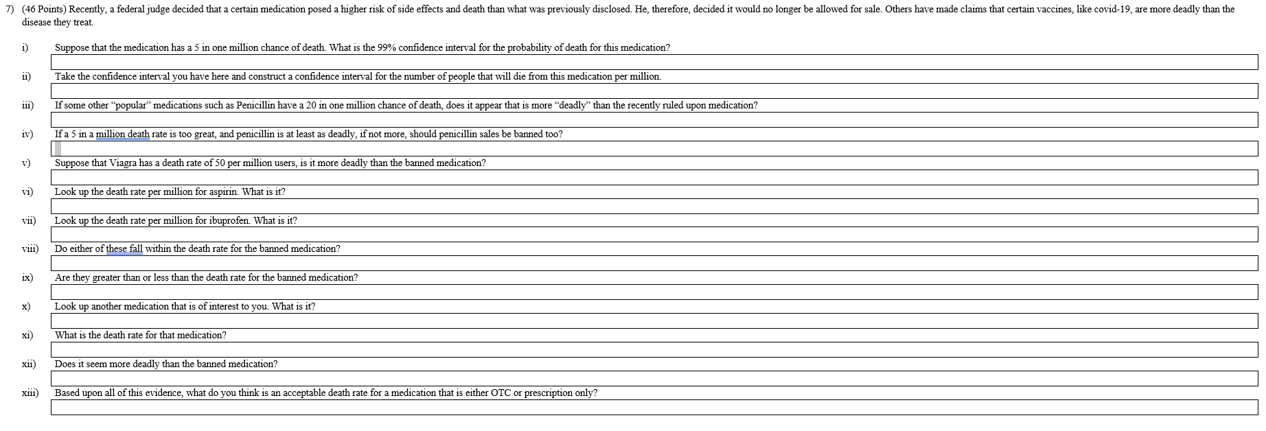 Solved disease they treat. i) Suppose that the medication | Chegg.com
