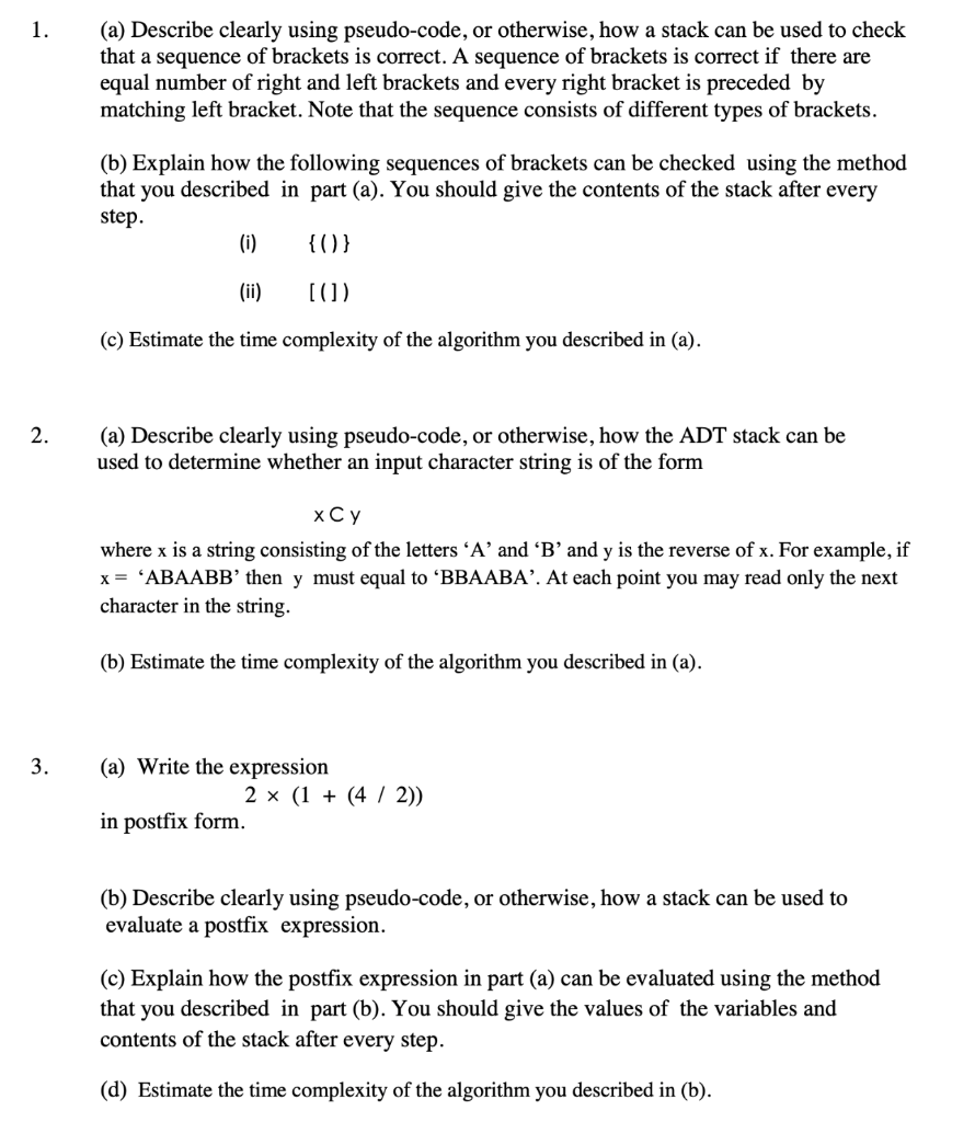 Solved (a) Describe clearly using pseudo-code, or otherwise, | Chegg.com