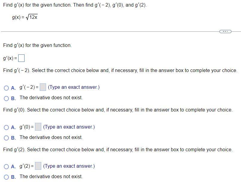Solved Find g′(x) for the given function. Then find | Chegg.com