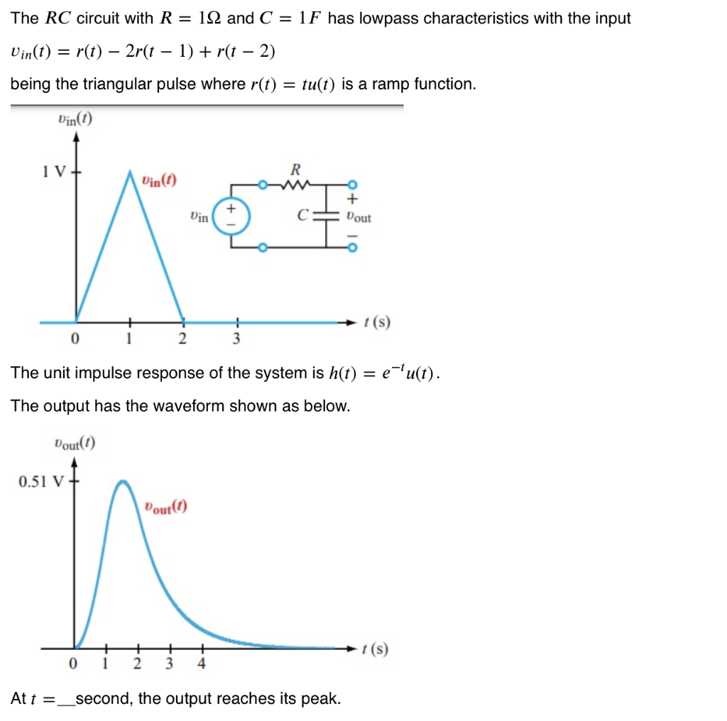 Solved The RC circuit with R = 112 and C = 1F has lowpass | Chegg.com