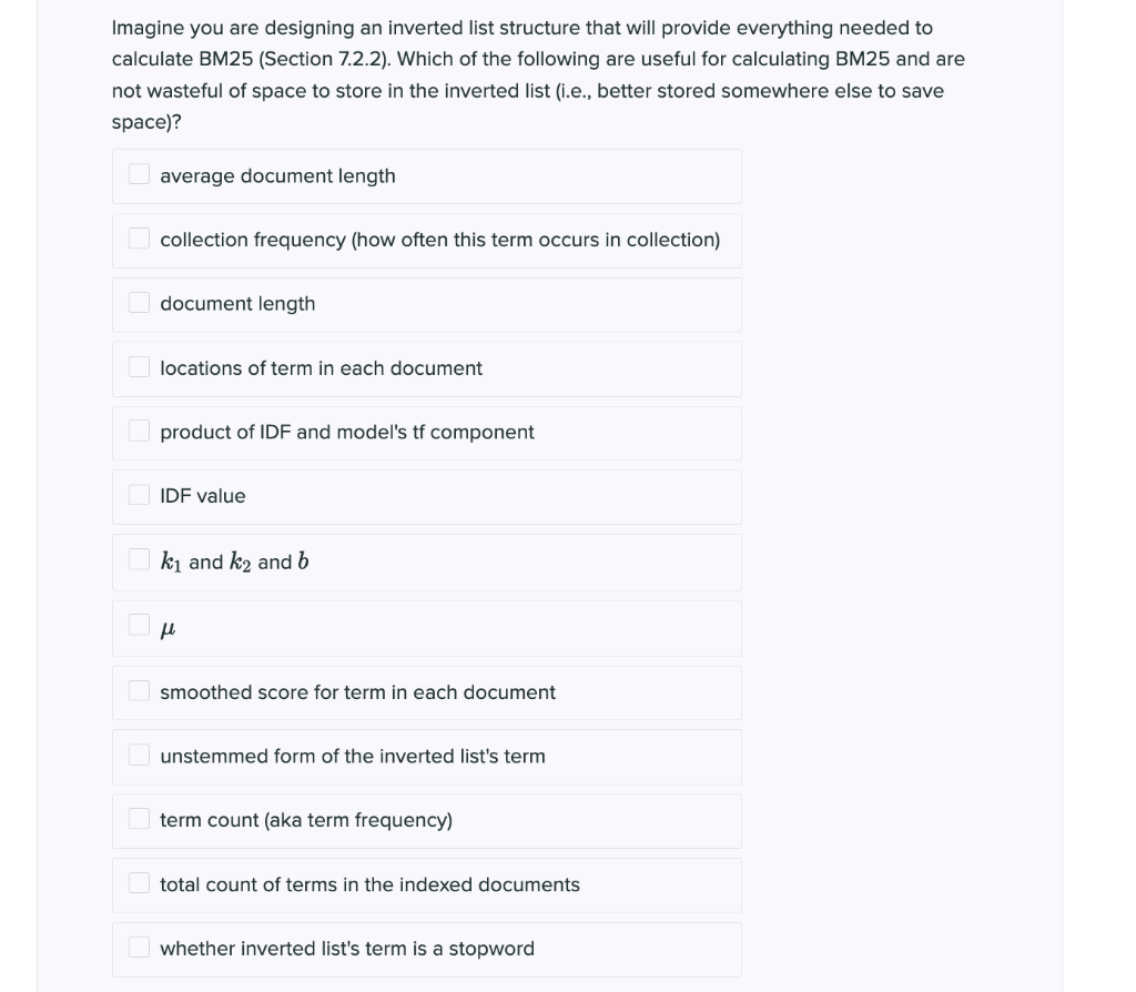 Imagine you are designing an inverted list structure | Chegg.com