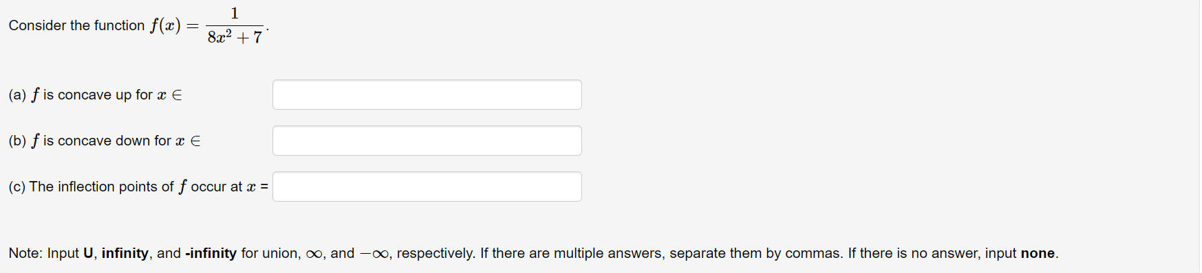 Solved Consider the function f(x)=18x2+7.(a) f ﻿is concave | Chegg.com