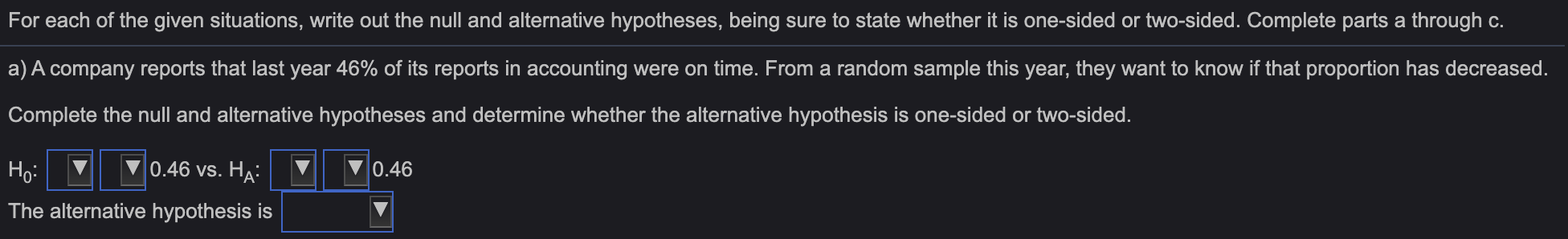 Solved For each of the given situations, write out the null | Chegg.com
