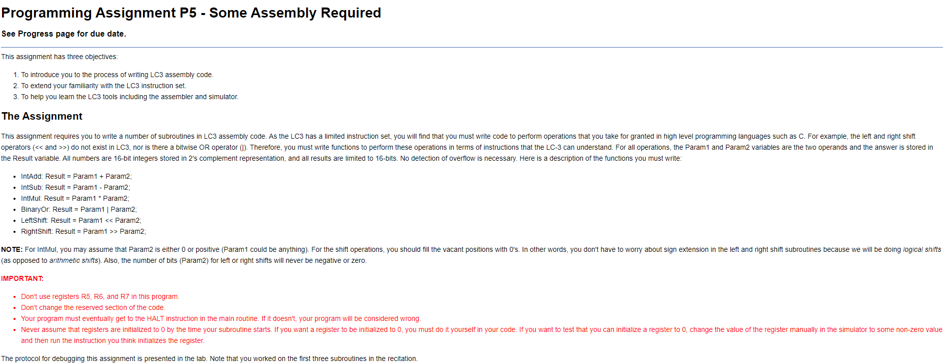 Programming Assignment P5 - Some Assembly Required | Chegg.com