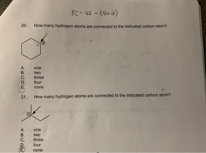 Solved FC ve (B+ d) 20. How many hydrogen atoms are | Chegg.com