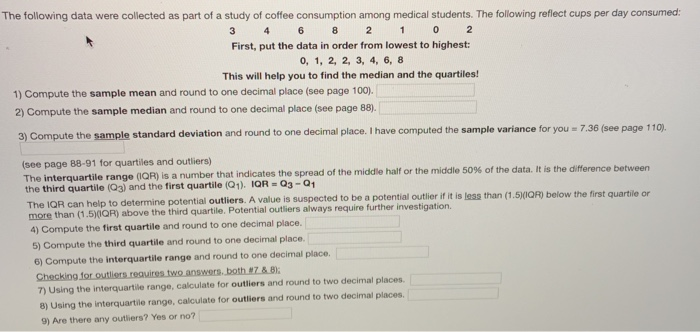 Solved The following data were collected as part of a study | Chegg.com