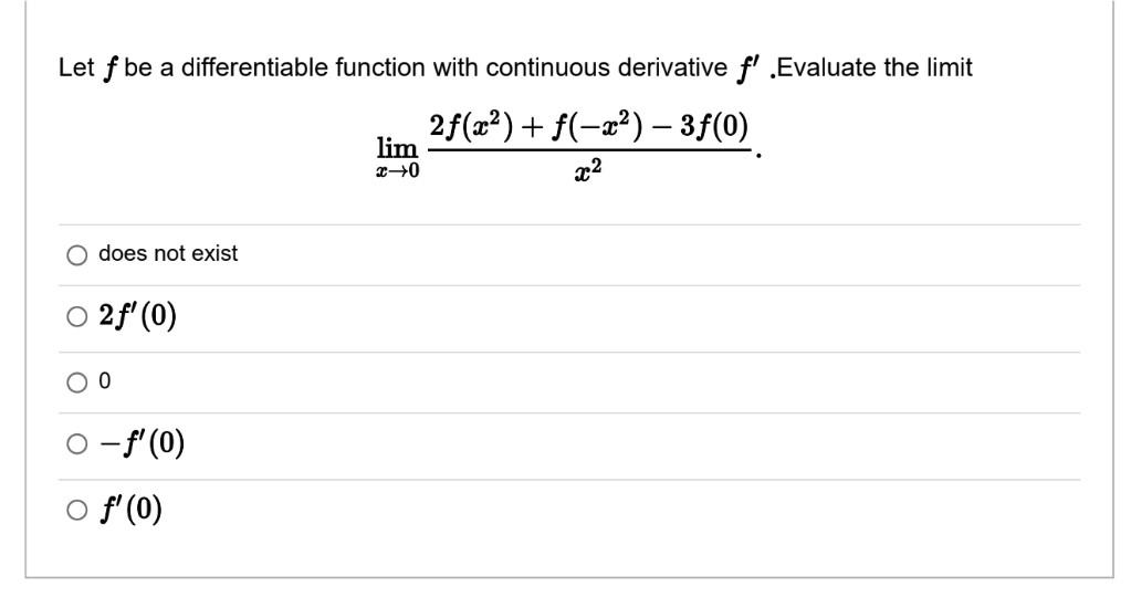 Solved Let f be a differentiable function with continuous | Chegg.com