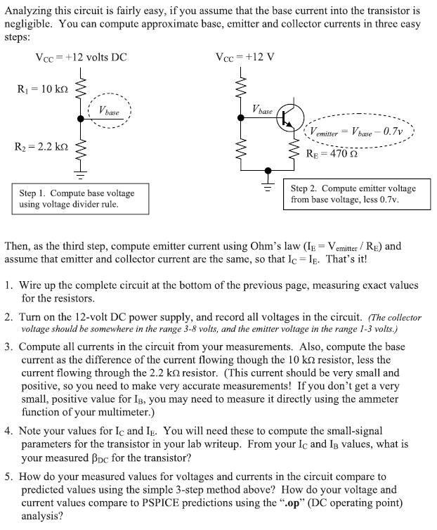 Part 1: Establishing the DC Operating Point | Chegg.com