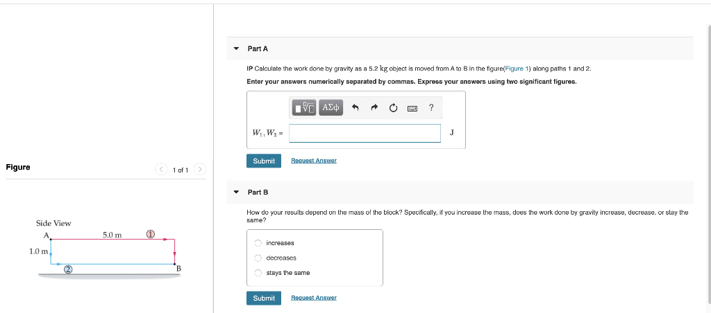 Solved Part A IP Calculate the work done by gravity as a 5.2 | Chegg.com
