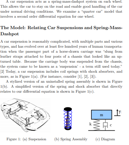 Solved A car suspension acts as a spring-mass-dashpot system | Chegg.com