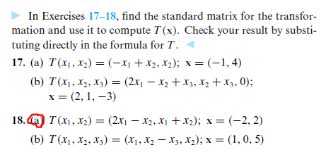Solved 16. Find the standard matrix for the transformation | Chegg.com