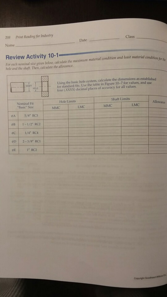 Solved: Print Reading For Industry 8-1, 10-1, 10-2, 22-1 W... | Chegg.com