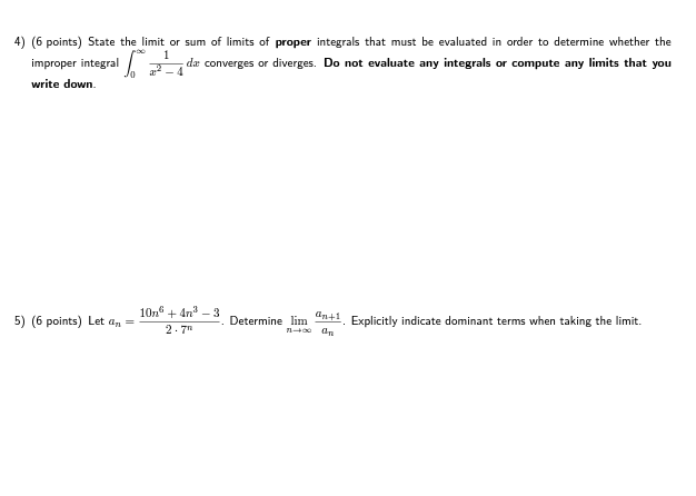 Solved 4) (6 points) State the limit or sum of limits of | Chegg.com