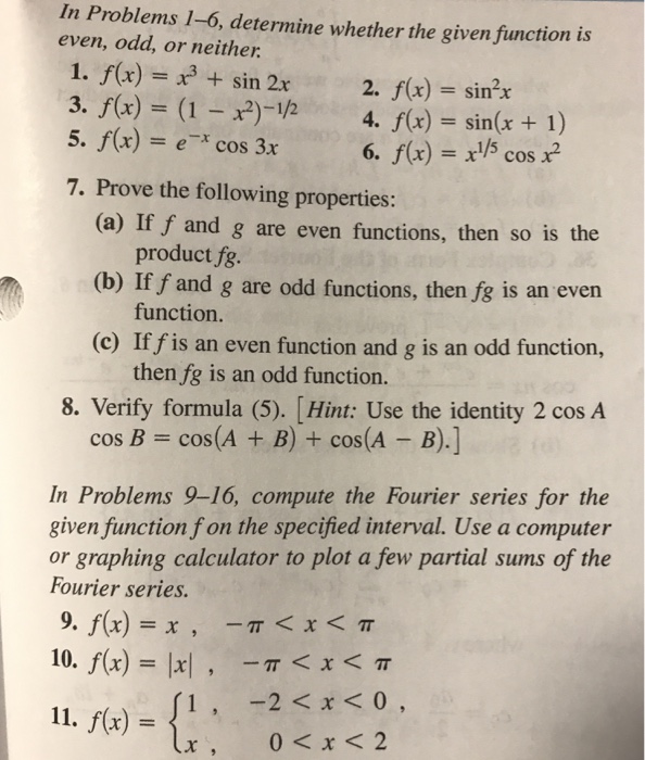 Solved In Problems 1 6 Determine Whether The Given Function