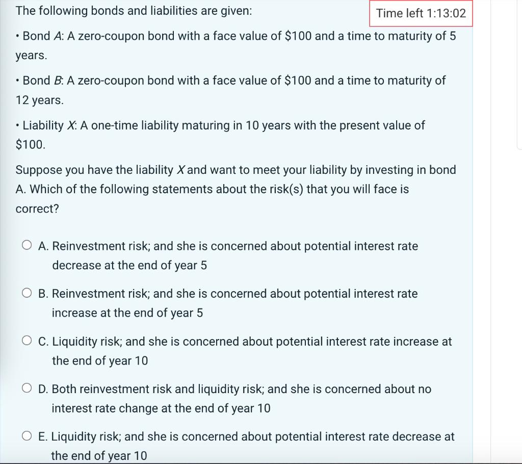 Solved The following bonds and liabilities are given: - Bond | Chegg.com