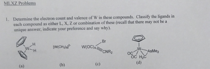 Solved MLXZ Problems Determine the electron count and | Chegg.com