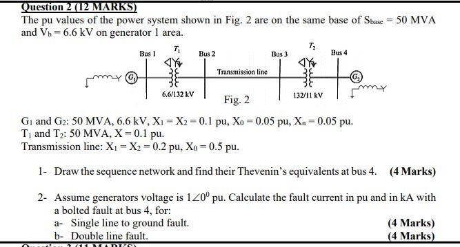Solved Question 2 (12 MARKS) The pu values of the power | Chegg.com