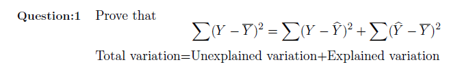 Solved Question 1 Prove That Total Variation Unexplained
