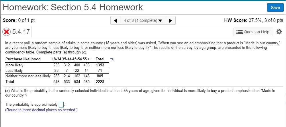 Solved Homework Section 5 4 Homework Save Score 0 Of 1 Pt